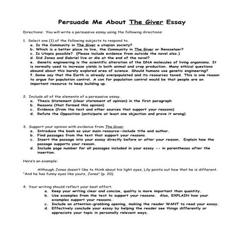 The+giver+persuasive+essay | DOC