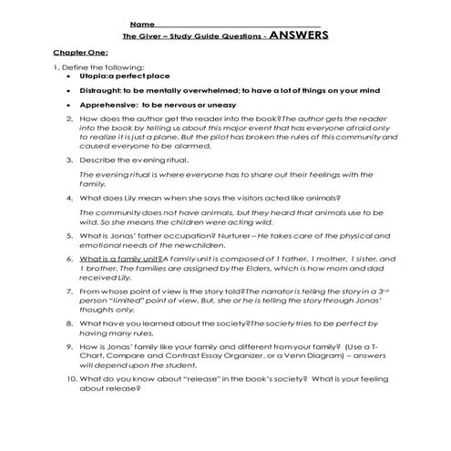 The Giver Novel Questions, Quizzes, and Activities | PPTX