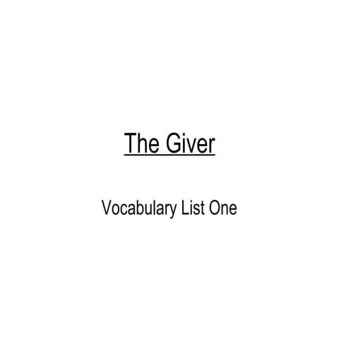 The Giver vocabulary | PPT