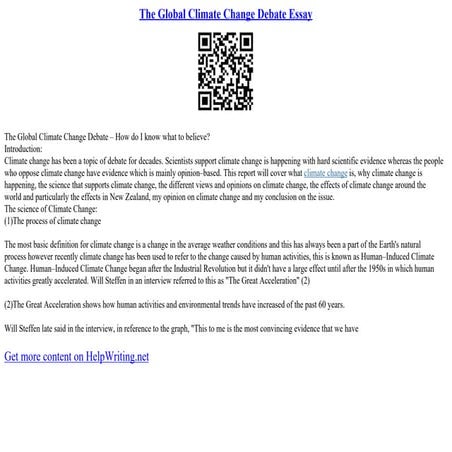 The Global Climate Change Debate Essay | PDF