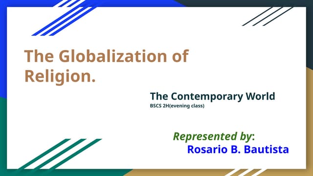 Globalization-of-Religion. Contemporary World | PPTX
