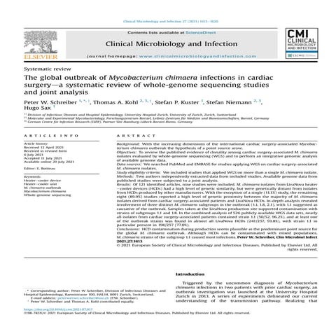 The global outbreak of Mycobacterium chimaera infections in cardiac ...