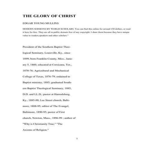 The glory of christ | PDF