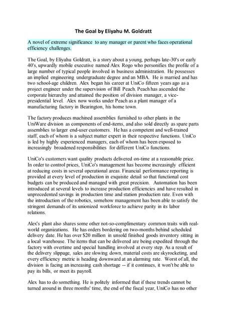 The GOAL - Book Review | PPTX | Business Administration | Business