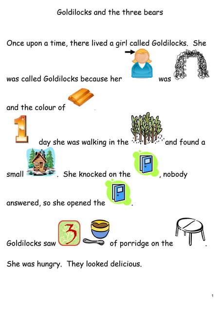 goldilocks and the three bears (worksheet) | PDF