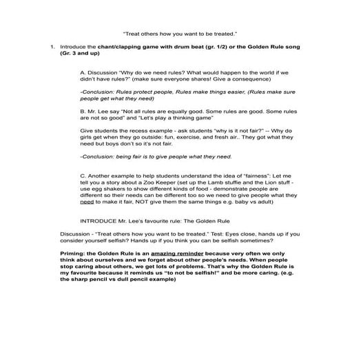 The golden rule lesson for Elementary School | PDF
