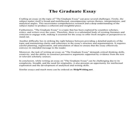 The Graduate Essay Pdf