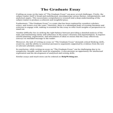 The Graduate Essay | PDF