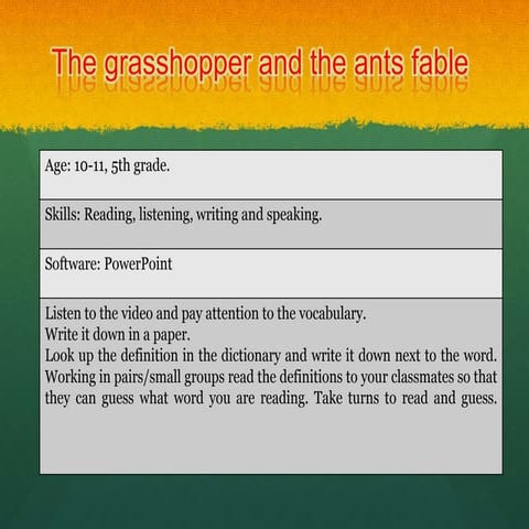 The grasshopper and the ants fable | PPT