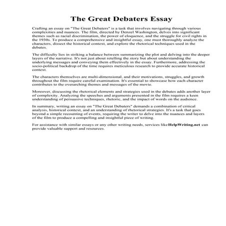 The Great Debaters Essay | PDF