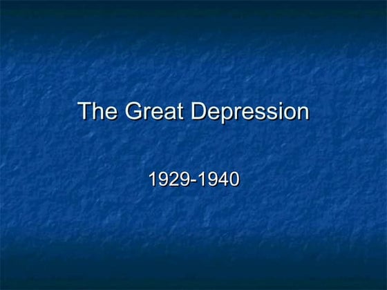 The great depression | PPT