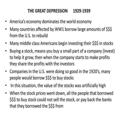 The great depression 1929 1939 | PPT