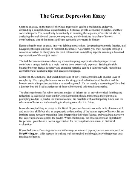 Essay On Great Depression | PDF