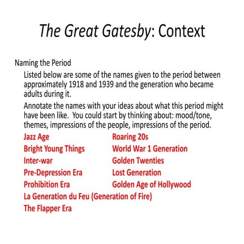 The Great Gatsby - context | PPT