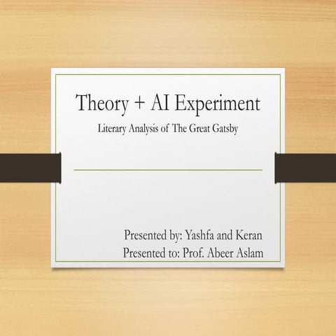 AI-Driven Literary Analysis and Theoretical Critique of The Great ...