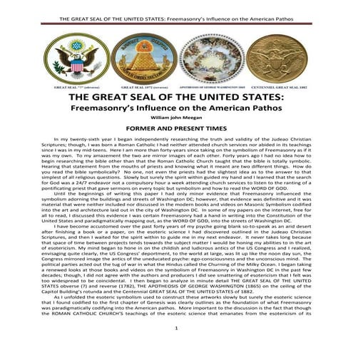 THE GREAT SEAL OF THE UNITED STATES: Freemasonry influence on the ...