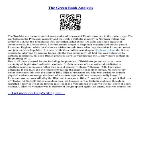 The Green Book Analysis | PDF