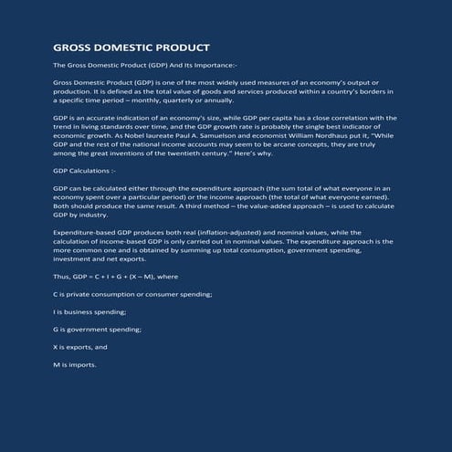 Gross Domestic Product (GDP) | PPTX