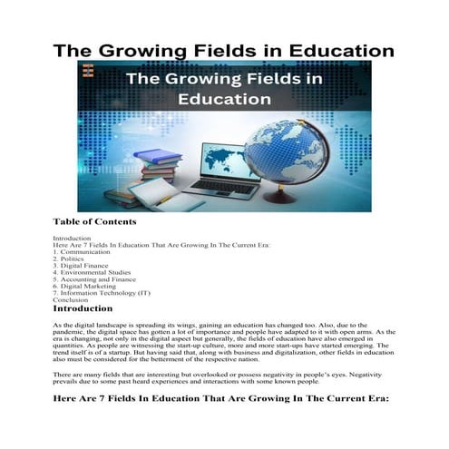 7 Important Growing Fields in Education | Future Education Magazine ...