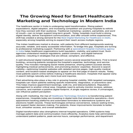 The Growing Need for Smart Healthcare Marketing and Technology in ...