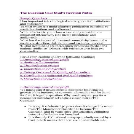 Newspaper Revision Notes in Brief | DOC