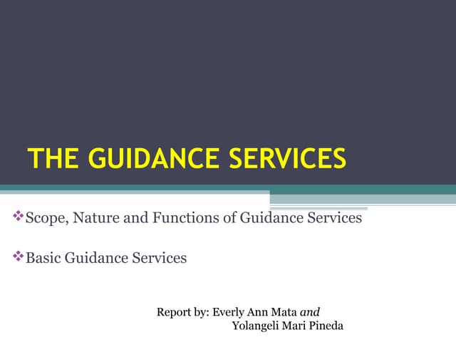 Guidance & counseling: Guidance Services | PPTX