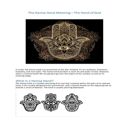 The hamsa hand meaning the hand of god | DOCX