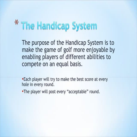 The Handicap System - Presented by Linda Salmon | PPT