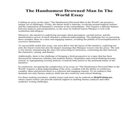 The Handsomest Drowned Man In The World Essay.pdf | Fiction | Books and ...