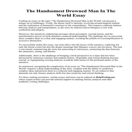 The Handsomest Drowned Man In The World Essay.pdf | Physical Therapy ...