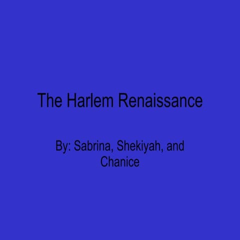 The harlem renaissance | PPT
