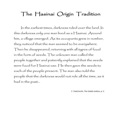 The Hasinai Origin Tradition | PDF