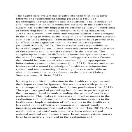 A Nurse’s Role in the Systems Development Life CycleWhile the proc.docx
