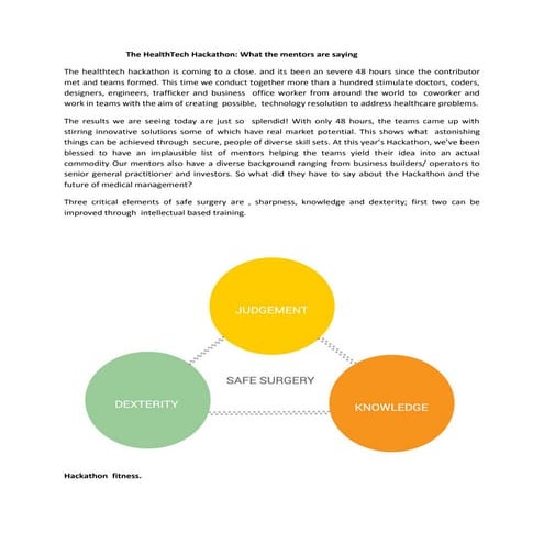 The health tech hackathon by tony poer | PDF