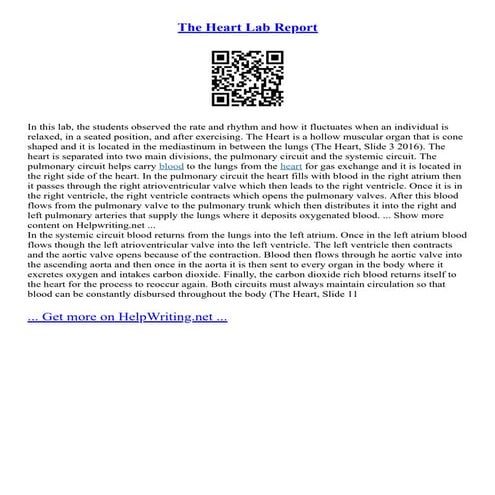 The Heart Lab Report | PDF