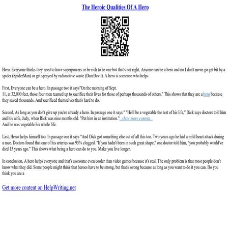 The Heroic Qualities Of A Hero | PPT