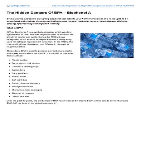 The Hidden Dangers Of BPA – Bisphenol A | PDF