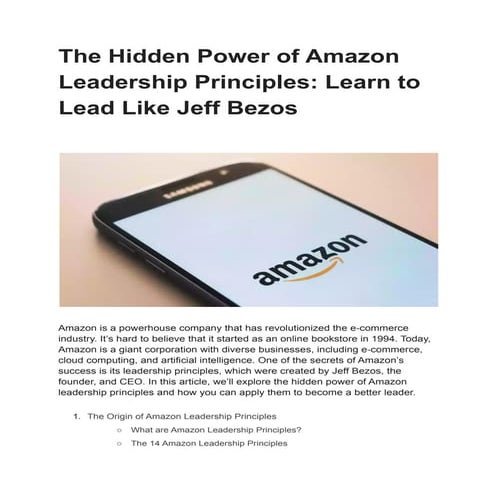 Amazon Leadership Principles | PDF