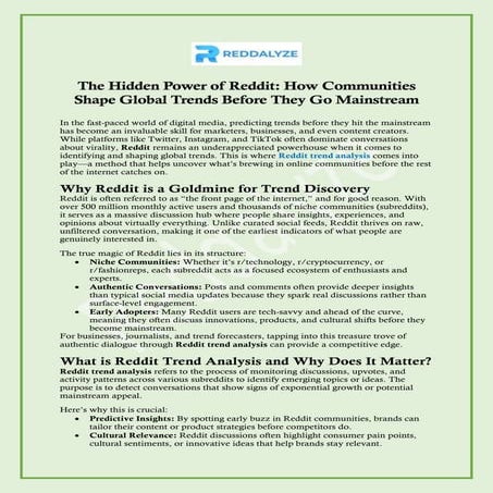 The Hidden Power of Reddit: How Communities Shape Global Trends Before ...