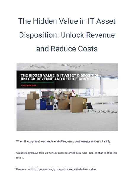 What You Need to Know About IT Asset Disposition.pdf | Information ...