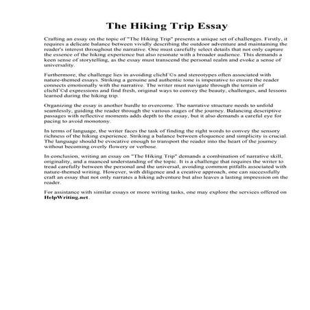 The Hiking Trip Essay. The hiking trip essay Ricky Martin | PDF