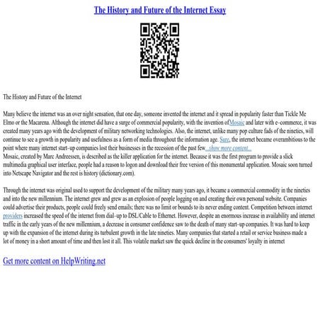 The History And Future Of The Internet Essay | PDF