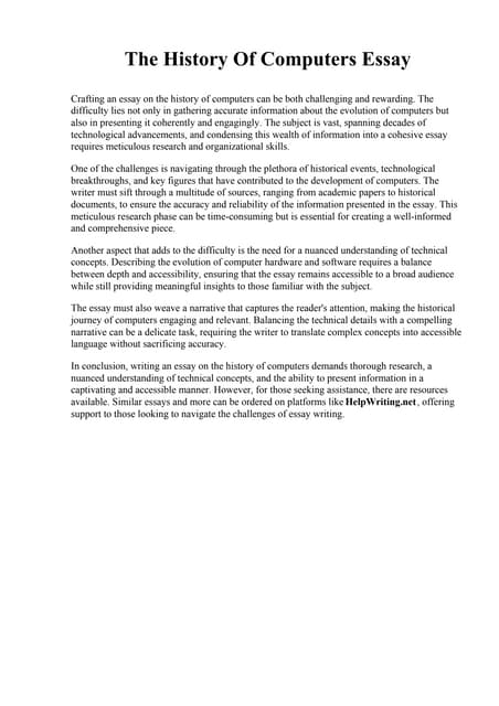 Essay On Invention Of Computer | PDF | Technology & Computing