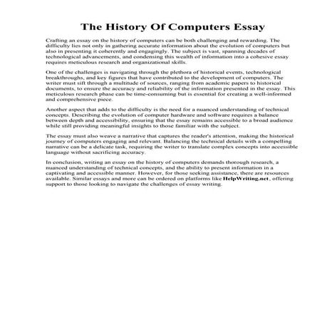 The History Of Computers Essay | PDF