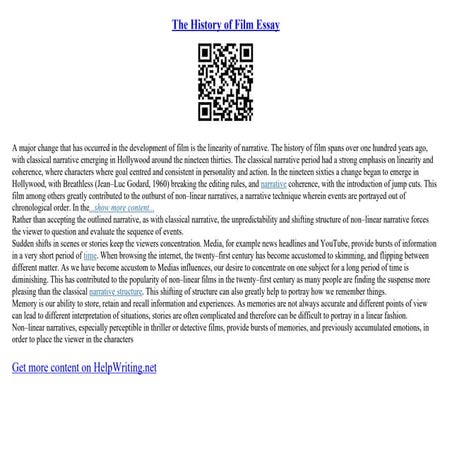 The History Of Film Essay | PPT