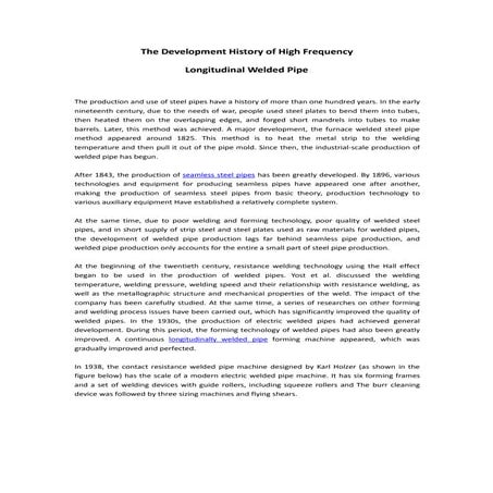 The history of High Frequency Longitudinal Welded Pipe | PDF