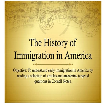 The History Of Immigration In America | PDF