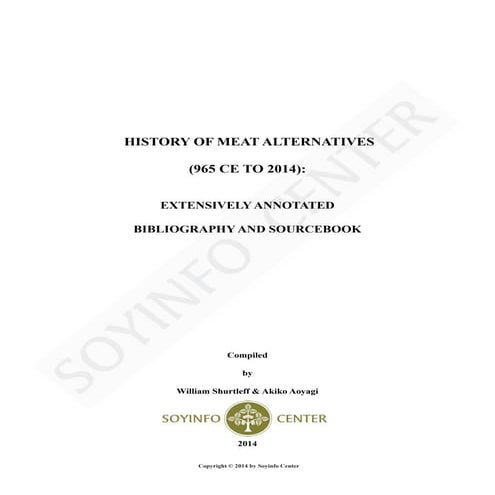 The history of meat alternatives - SoyaInfo Centre | PDF
