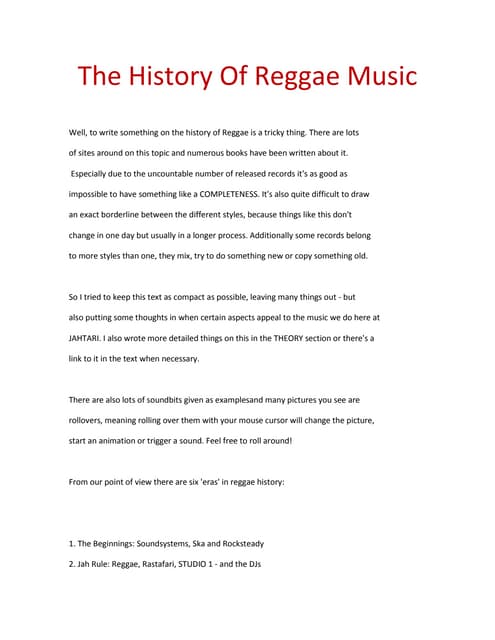 History of reggae | PPT