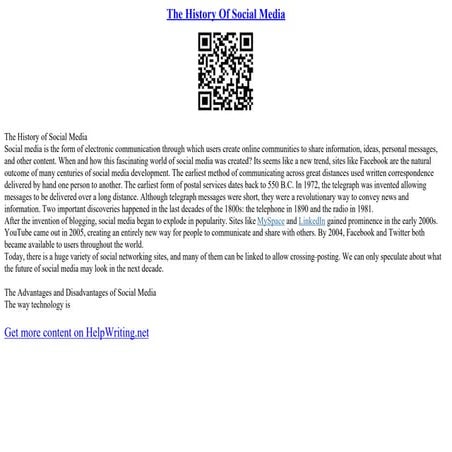 The History Of Social Media | PDF | Internet for Beginners | Internet